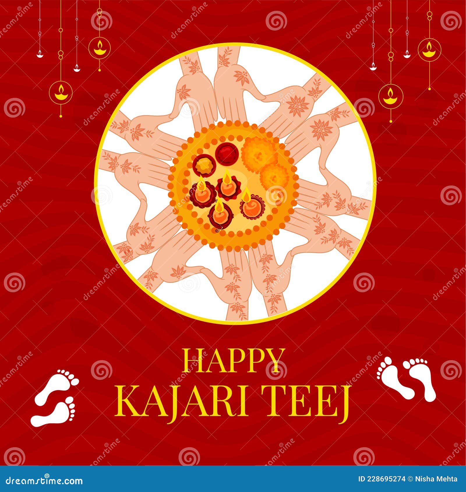 Happy Kajari Teej Indian Festival Banner Design Stock Vector ...