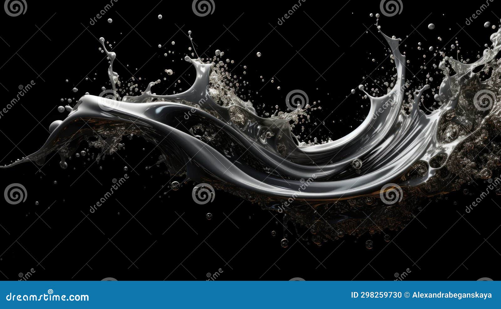 Banner with Abstract Background Explosion of Silver Ink on a Black ...