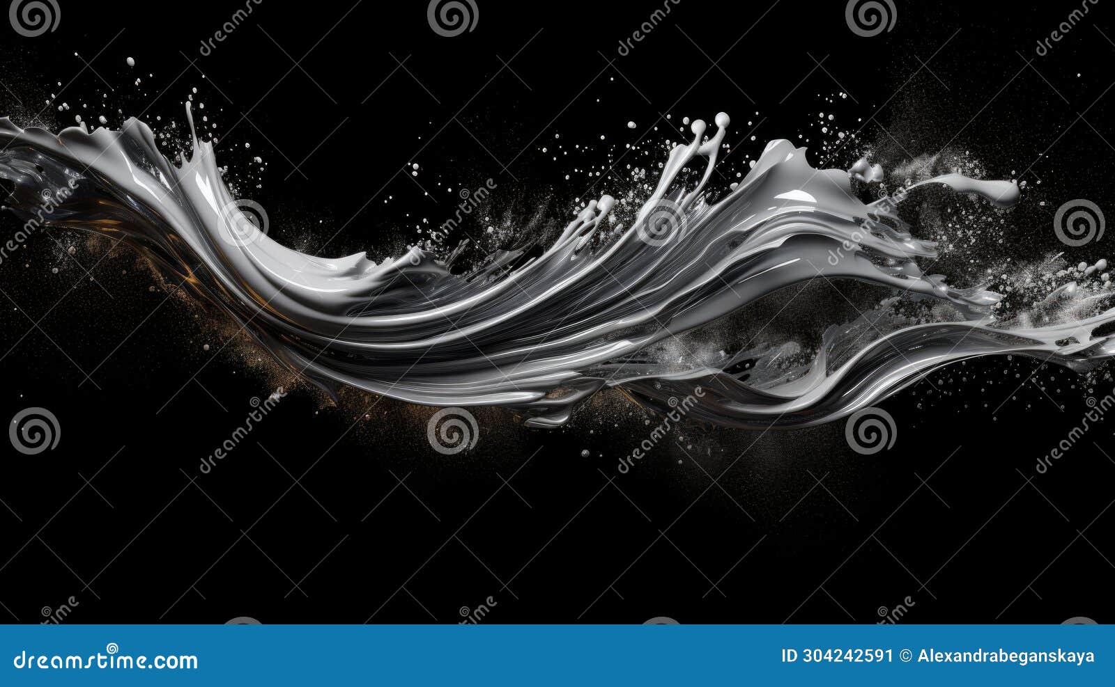Banner with Abstract Background Explosion of Silver Ink on a Black ...