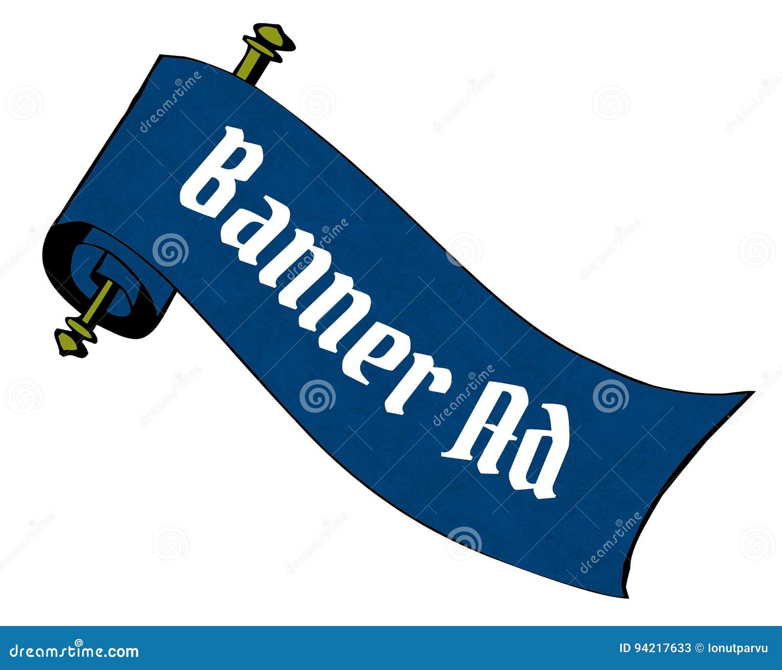 BANNER AD on Blue Paper Scroll Cartoon. Stock Image - Image of text ...