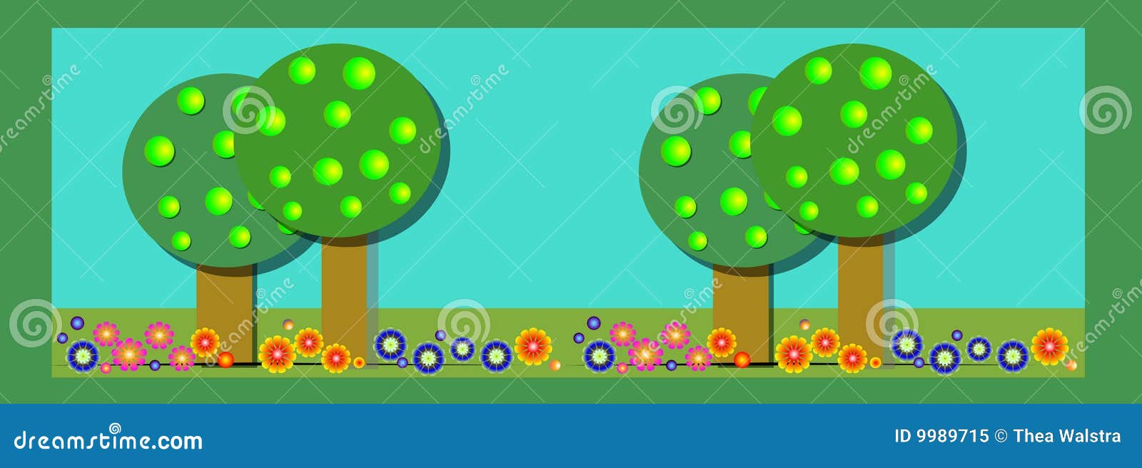 Banner Appletrees and Flowers Stock Illustration - Illustration of ...