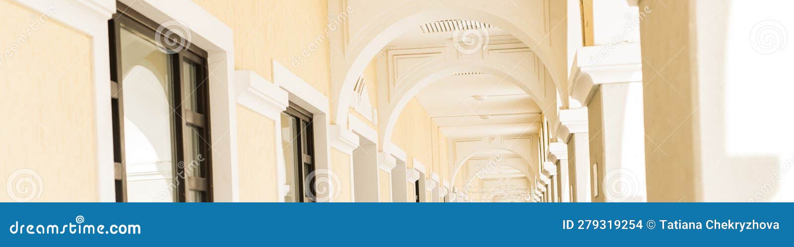 Banner Architecture. Columns Architectural Corridor with Arch Stock ...