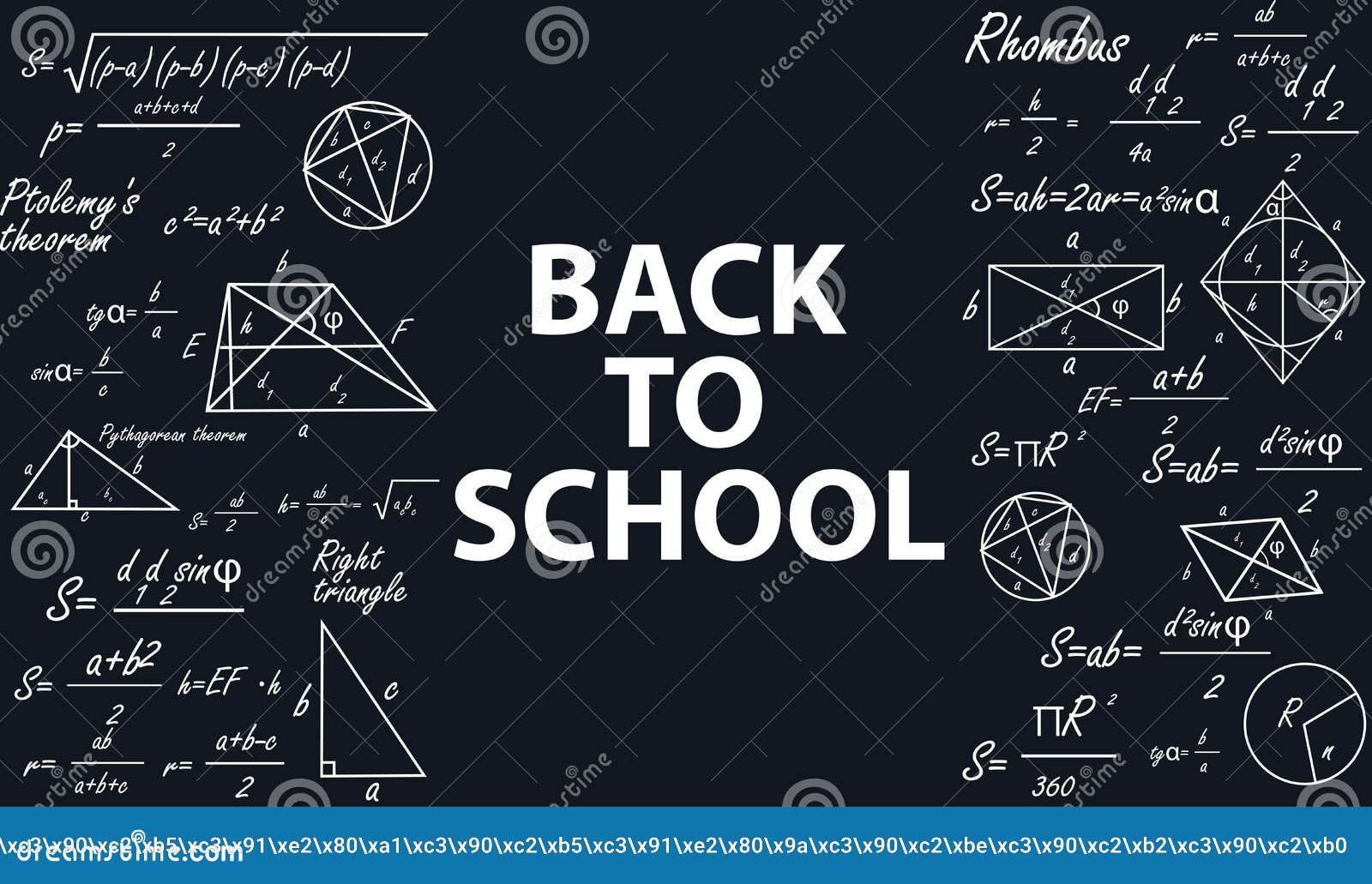 Banner Back To School with Geometric Figures on a Chalkboard. Stock ...