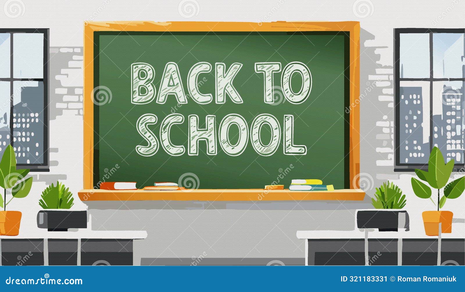 Banner, Back To School Text on Blackboard. Education Concept. Vector ...