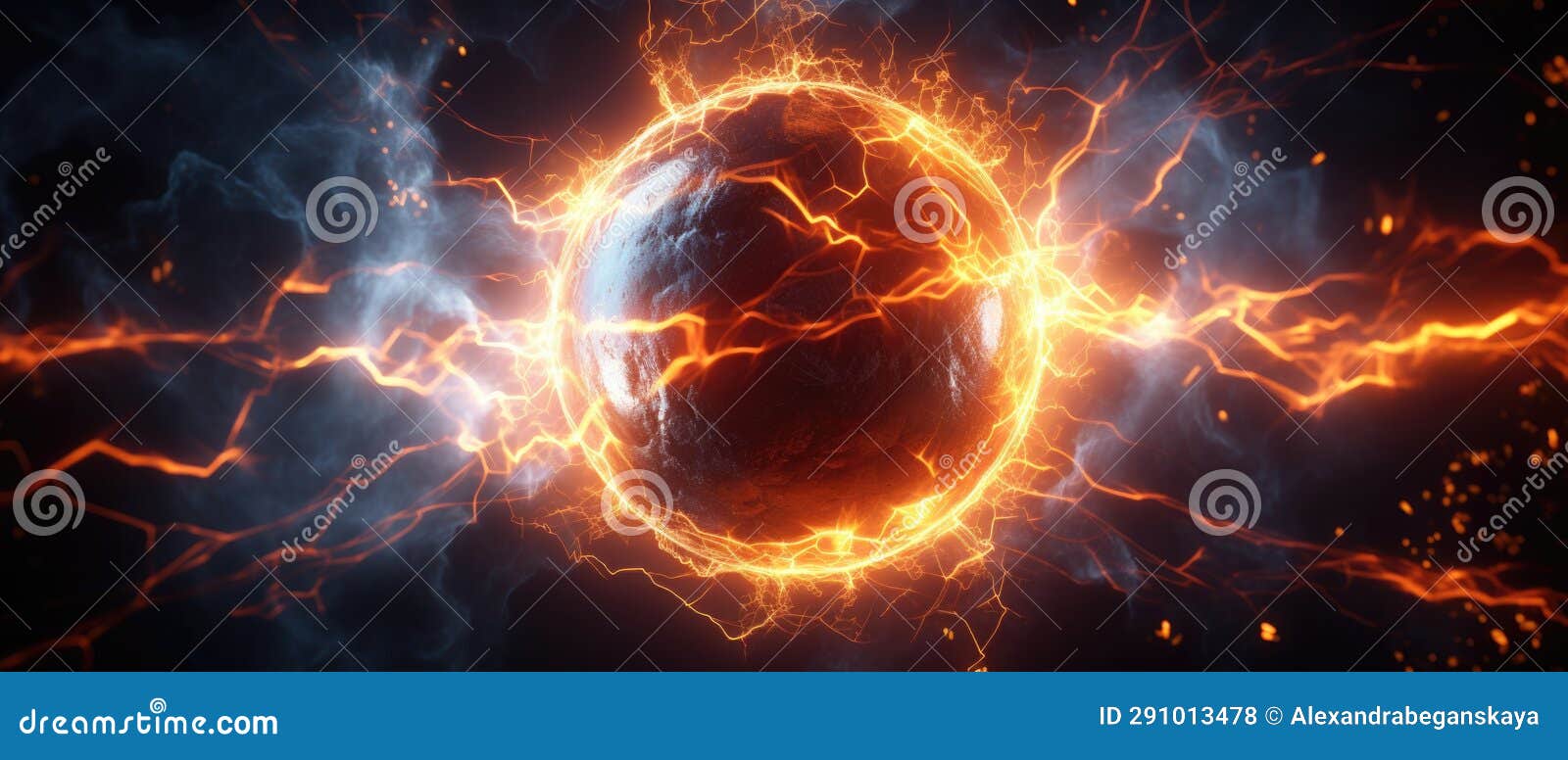 Banner with Ball Lightning, High-voltage Circuits Stock Illustration ...