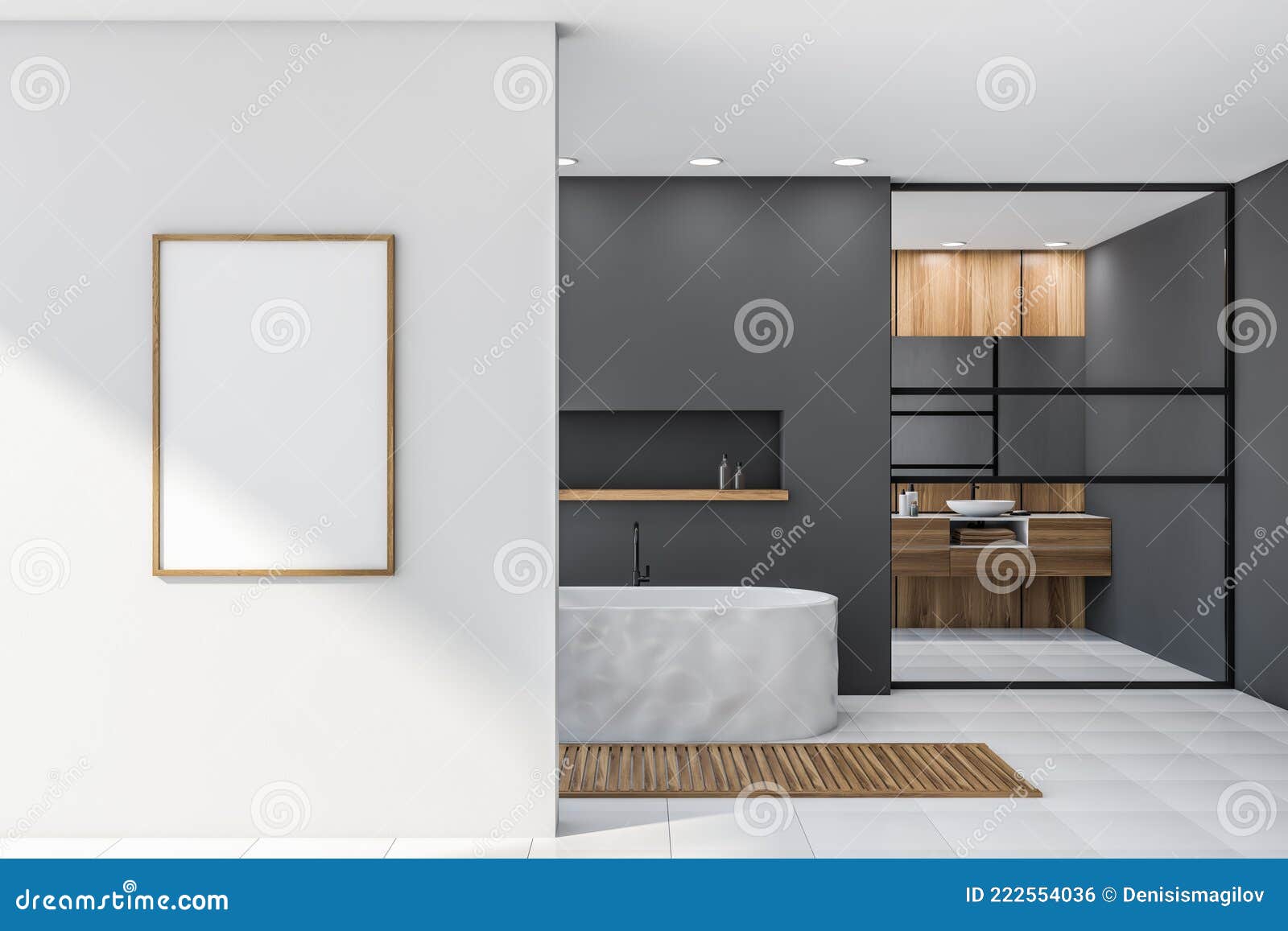 Banner in the Bathroom with the Square Design Stock Illustration ...