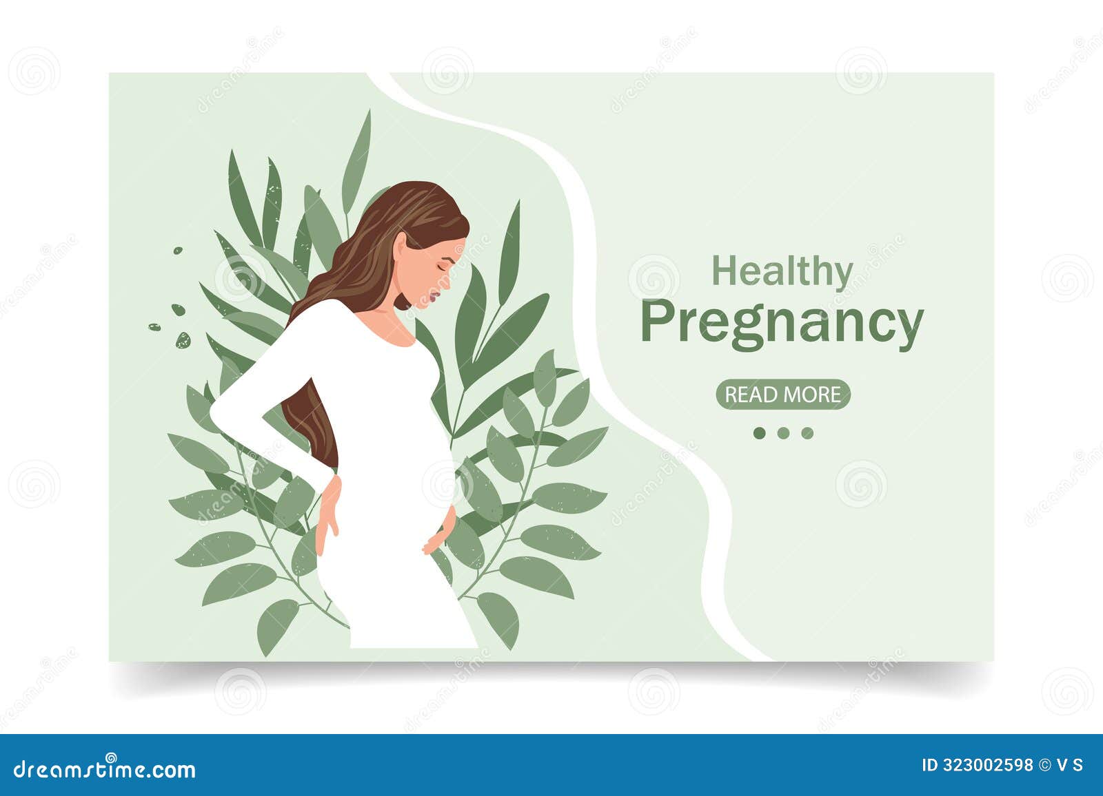 Banner With Beautiful Pregnant Woman Healthy Pregnancy And Motherhood