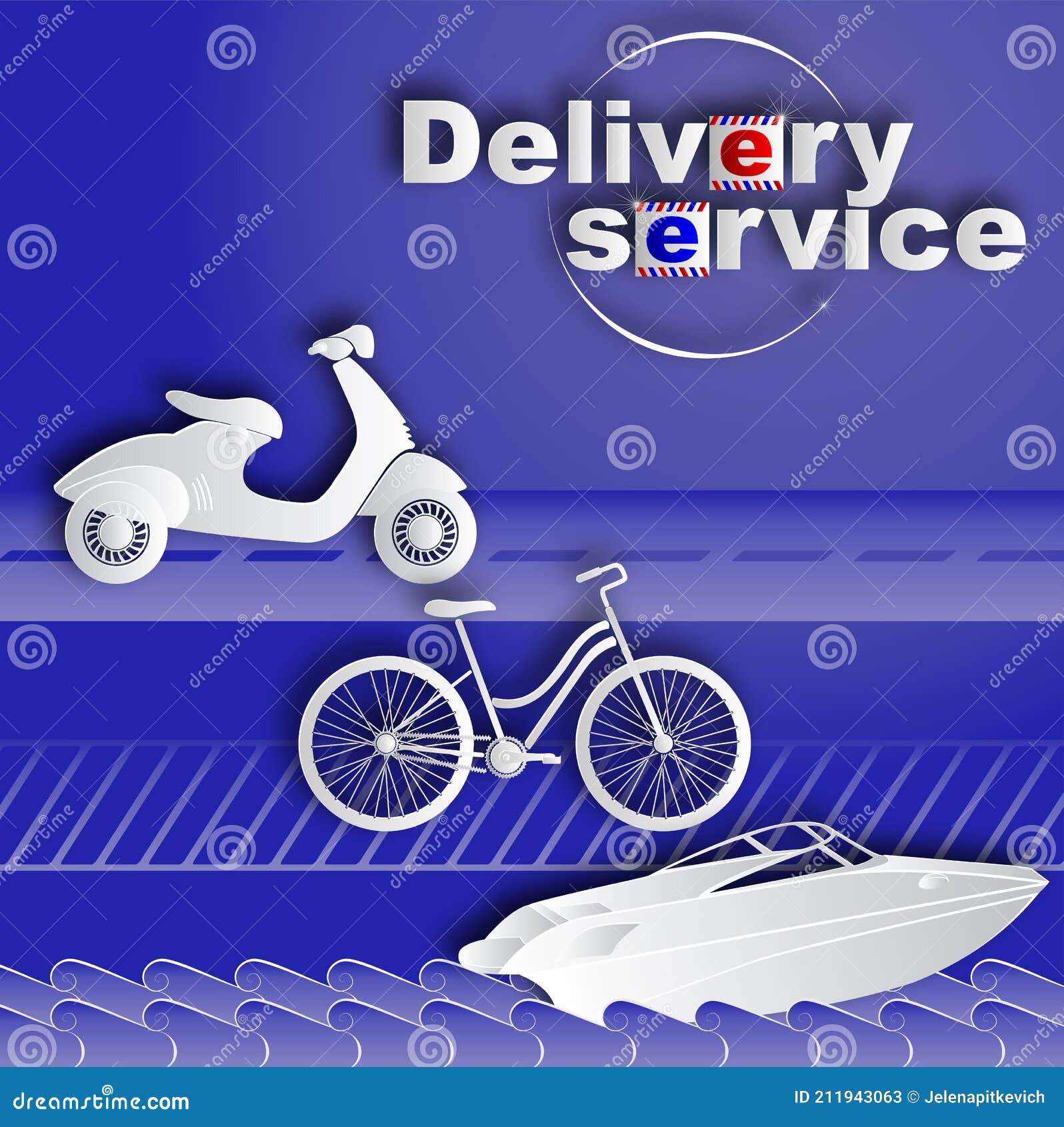 Banner with Bike and Boxes and Text Delivery Service. Vector ...