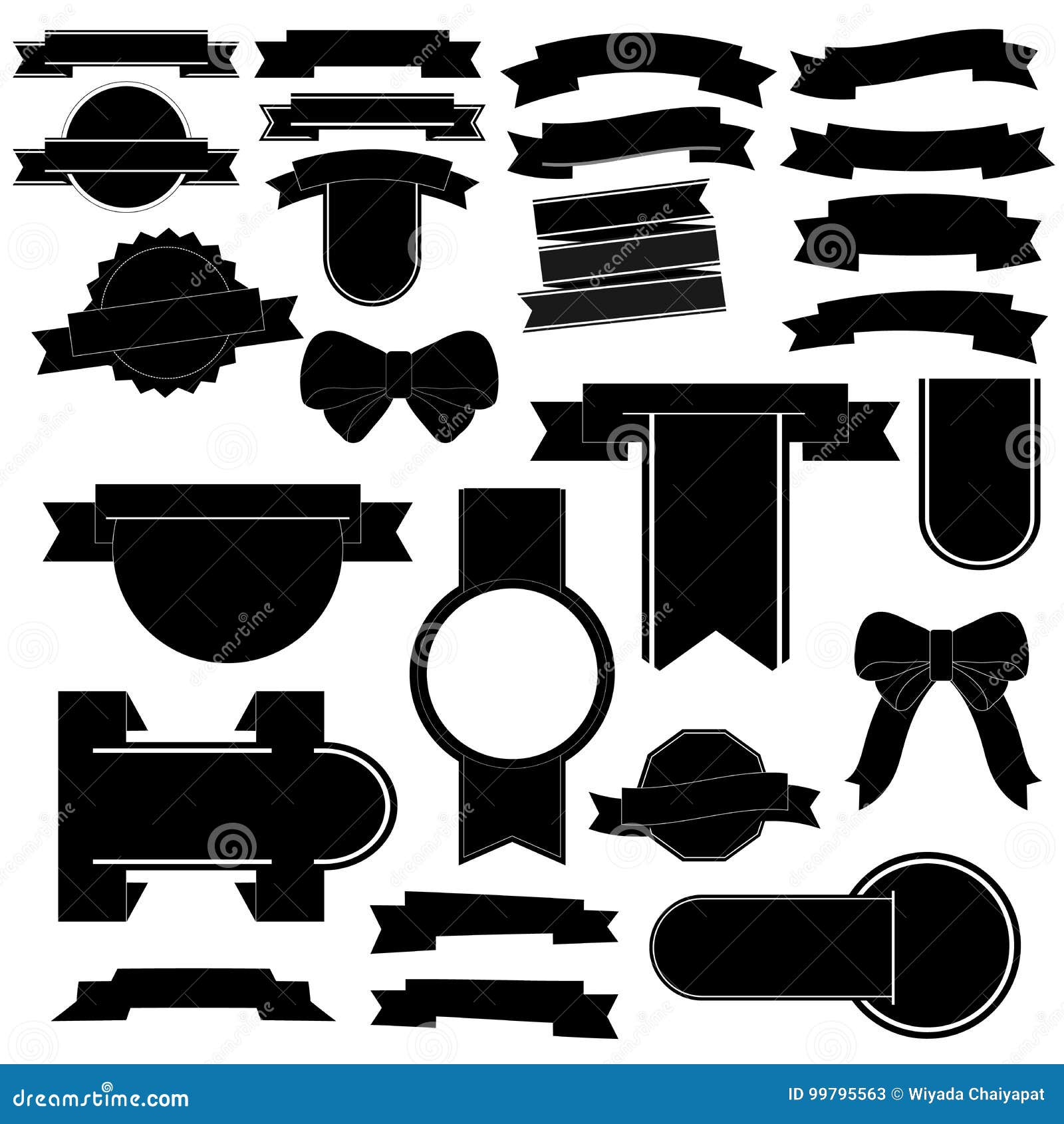 Banner Black Icon Set on White Background Stock Vector - Illustration ...