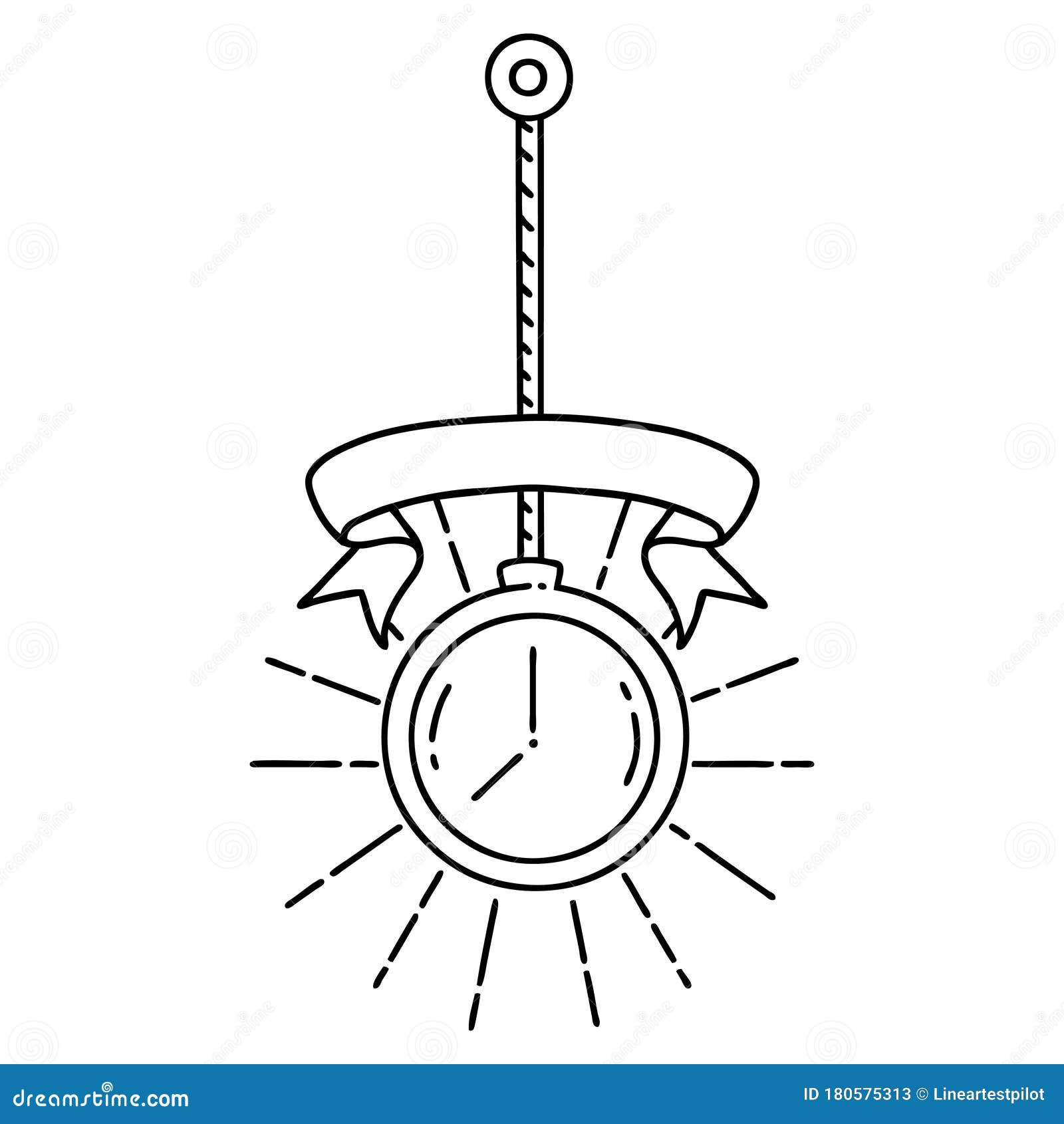 Banner with Black Line Work Tattoo Style Gold Pocket Watch Stock Vector ...