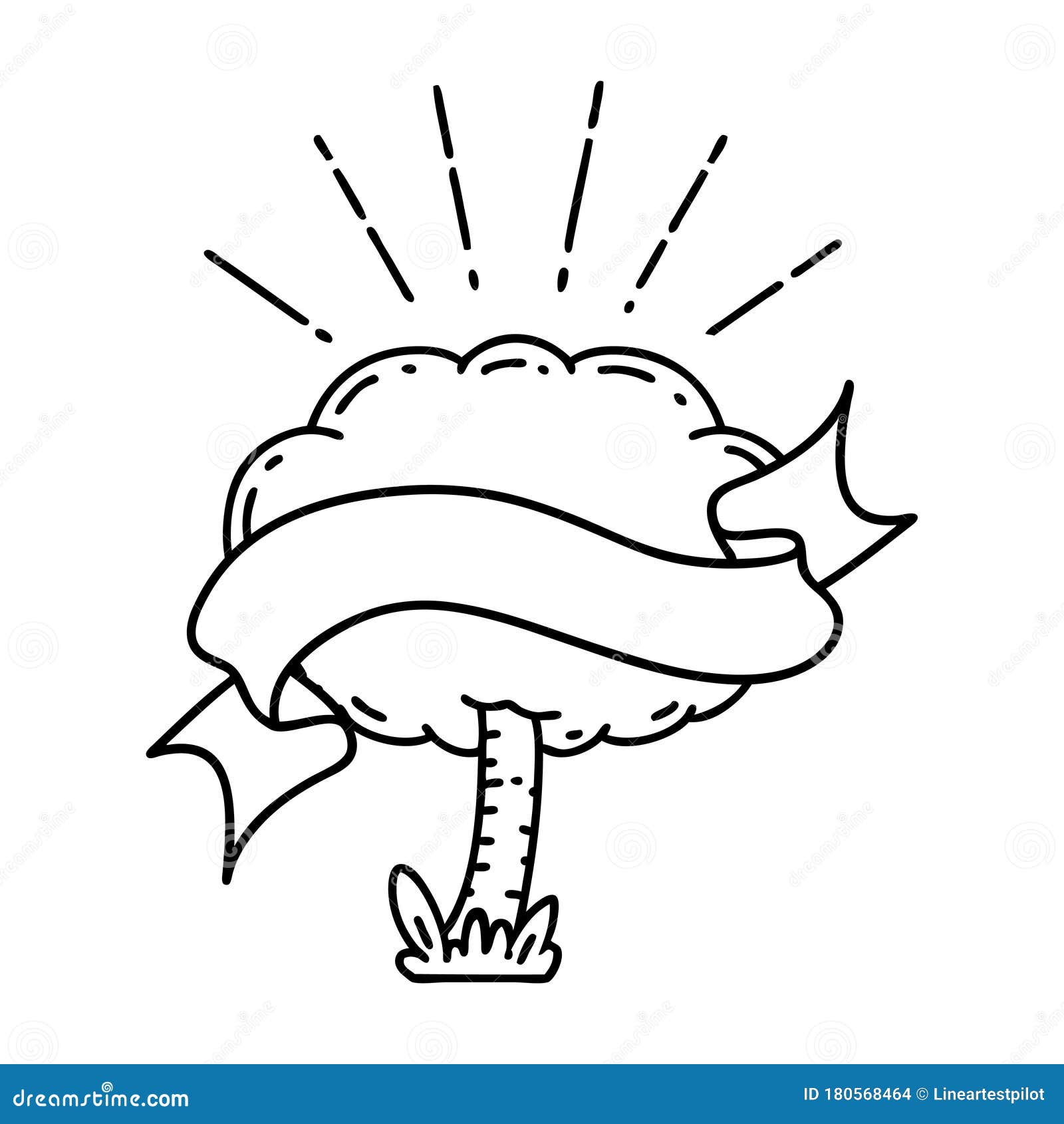 Banner with Black Line Work Tattoo Style Tree Stock Vector ...