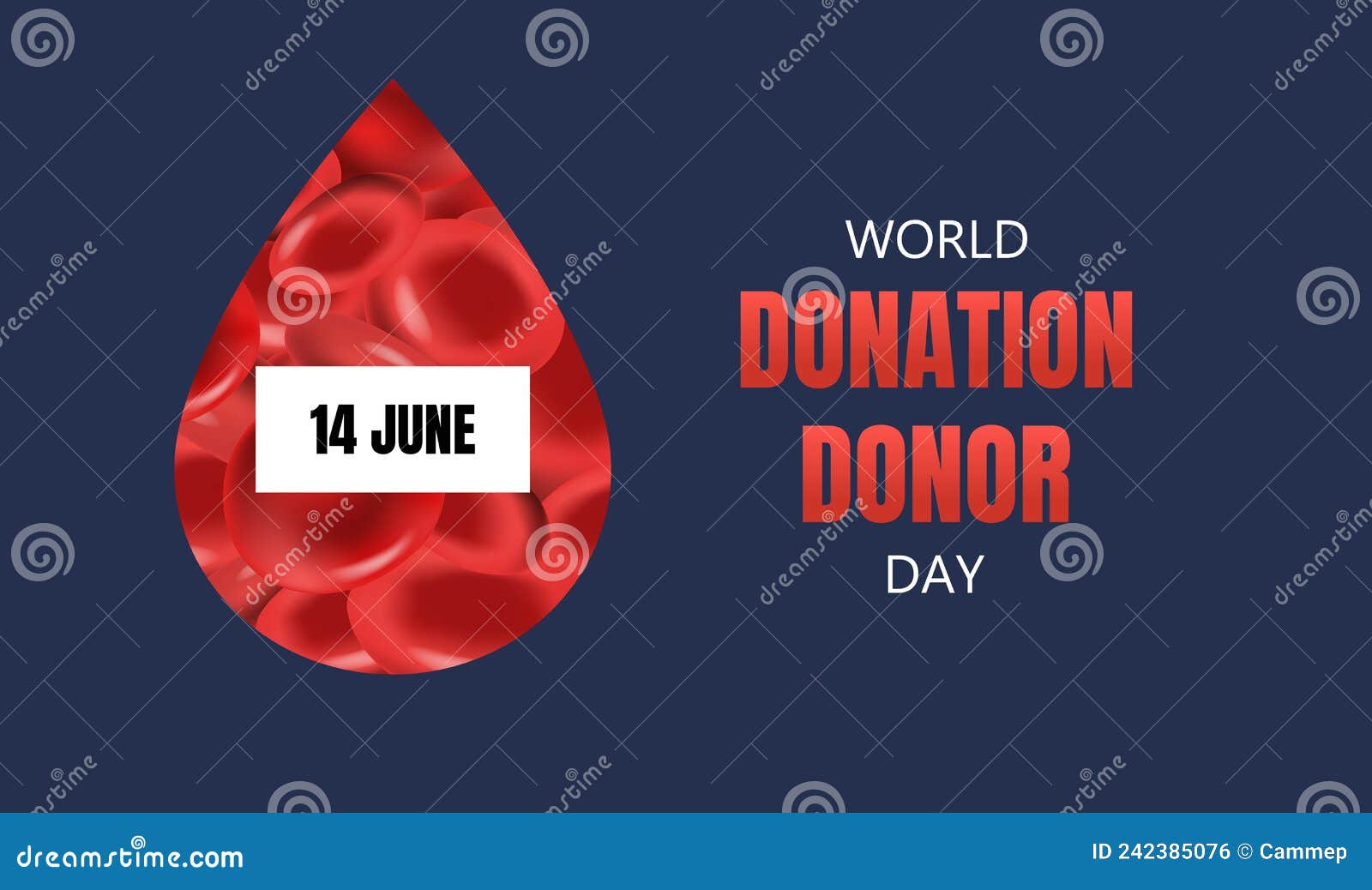 Banner with Blood Donation Drop and Text Blue Background Stock Vector ...