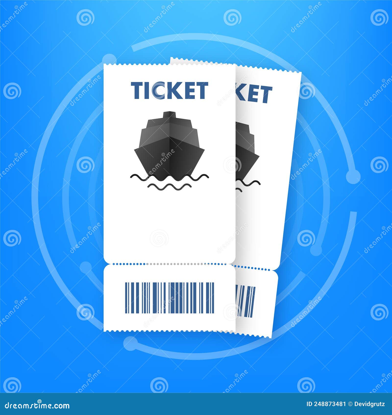 Banner with Blue Ticket Ship. Vector Background Stock Vector ...