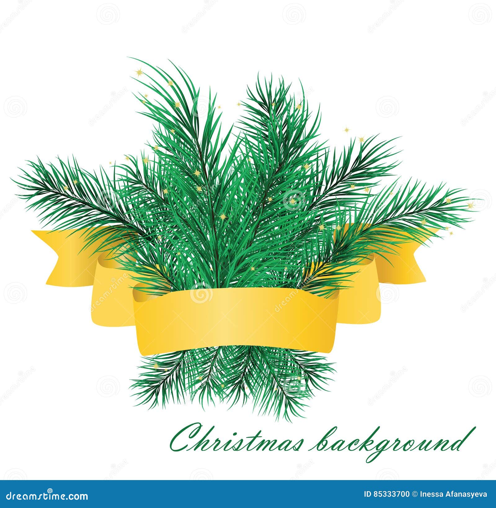 Banner with Branches of a Pine and a Tape Stock Vector - Illustration ...