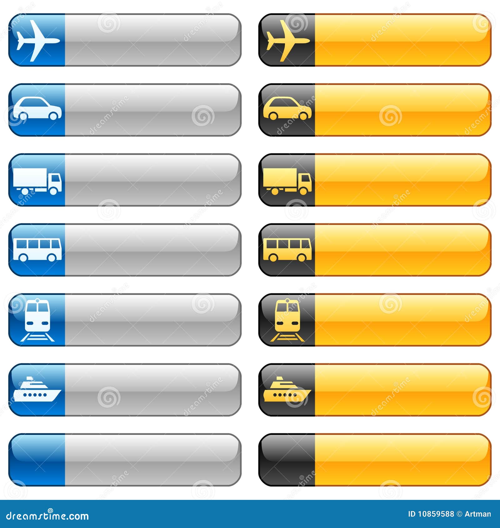 Banner Buttons & Transport Icons Stock Vector - Illustration of railway ...