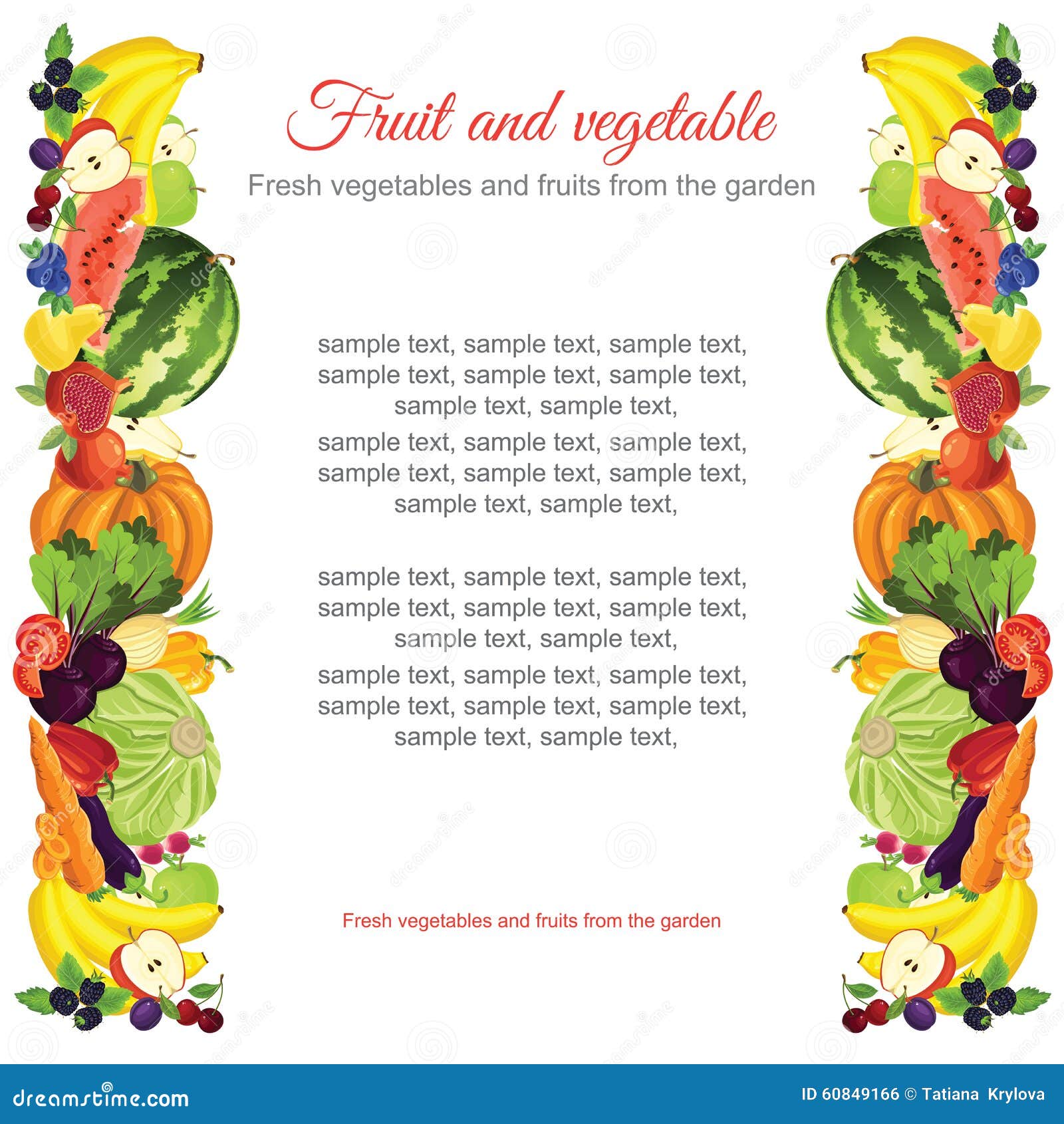 Banner or Card with Frame of Vegetable Stock Vector - Illustration of ...
