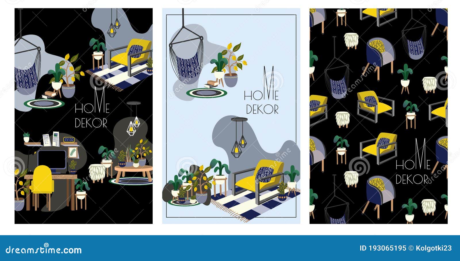 Banner or Card with Interior Elements for Home Decor. Vector Flat ...