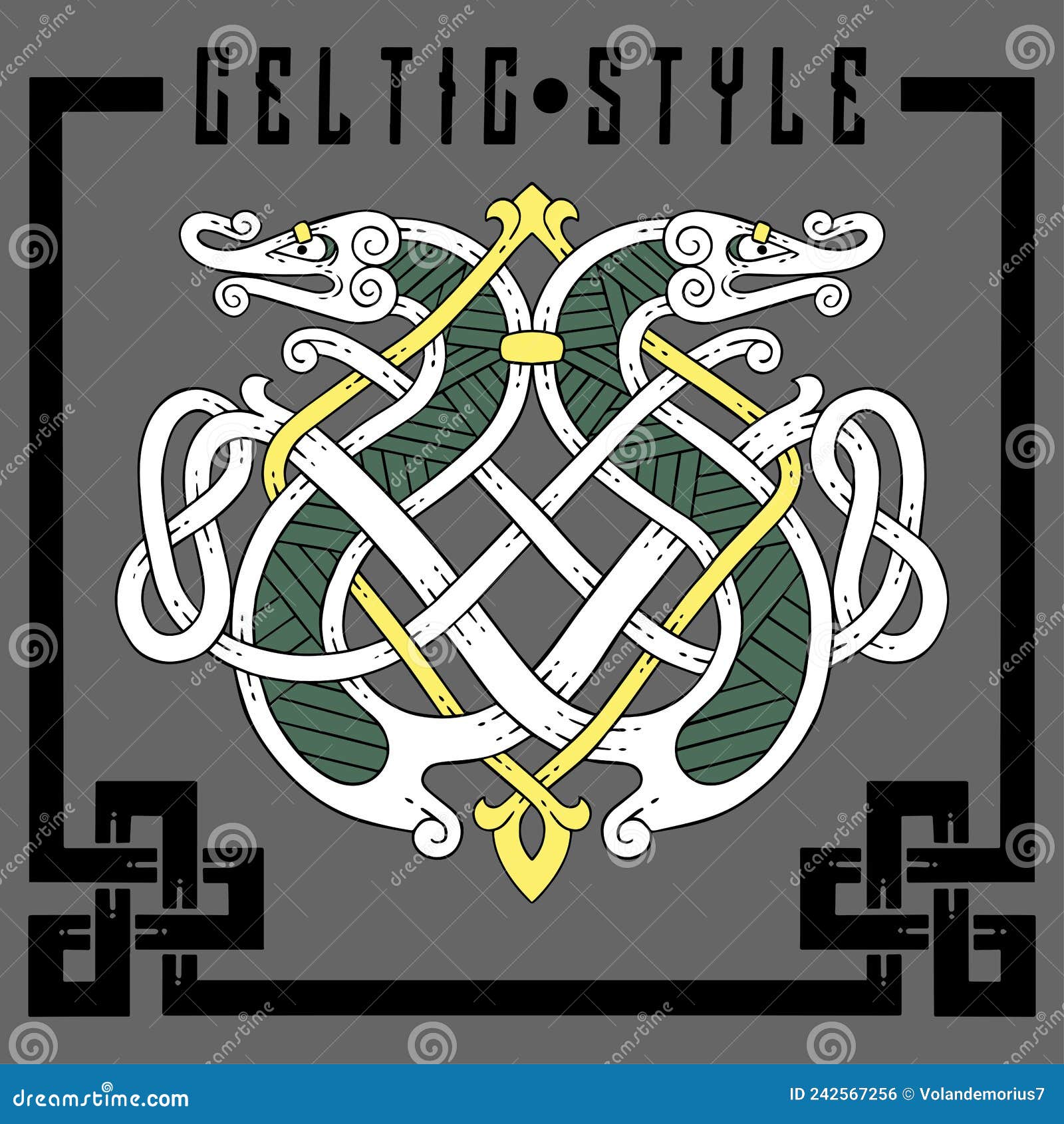 Banner in the Celtic Style. Celtic Knot Patterns with Snakes. Stock ...