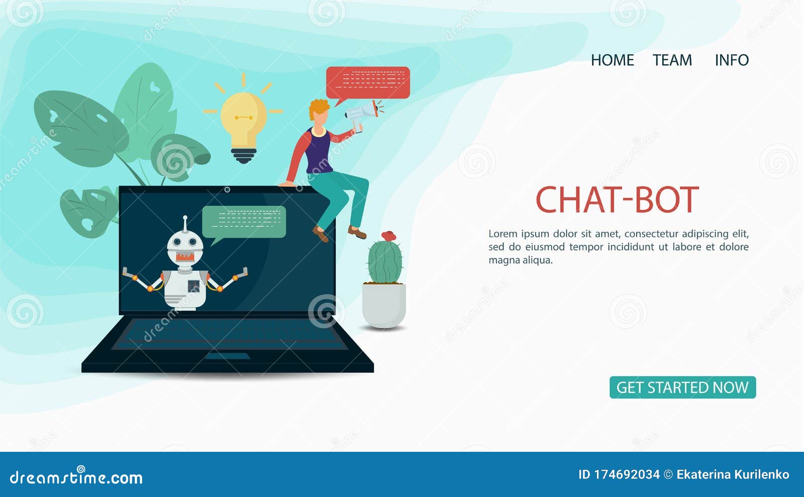 Banner Chatbot Virtual Help in Laptop Man with Loudspeaker for Website ...