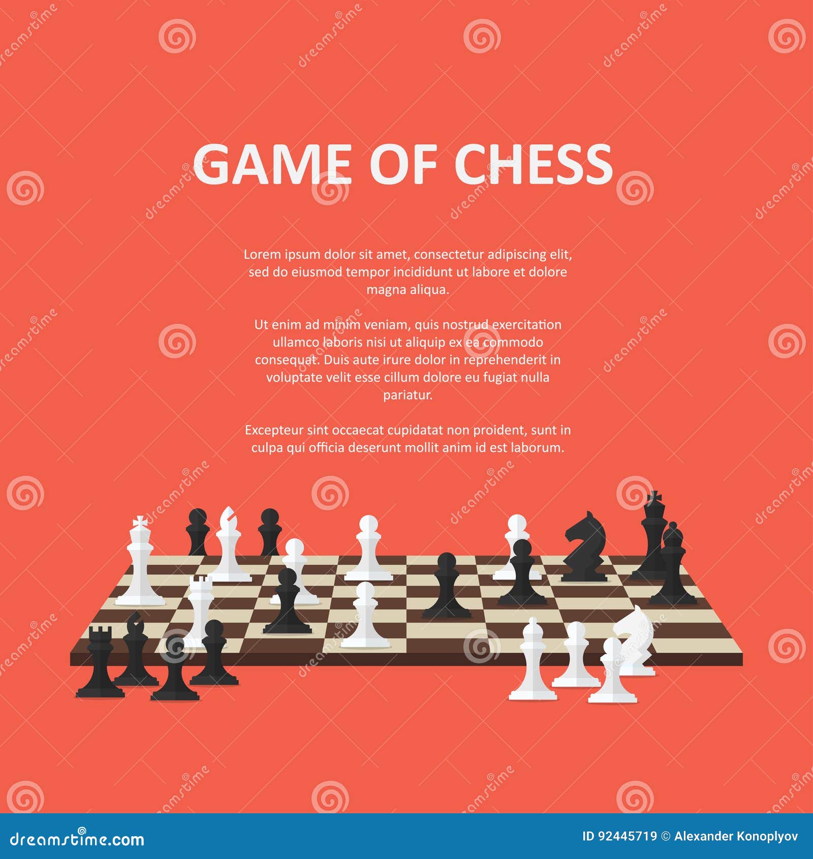 Banner with Chess Pieces on a Chessboard Stock Vector - Illustration of ...