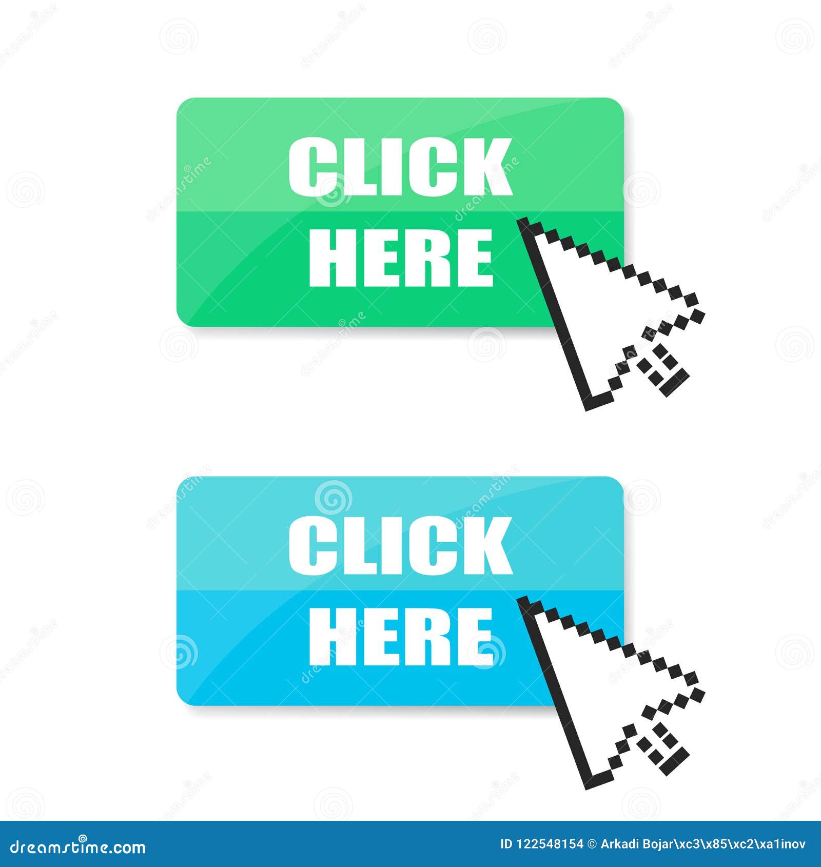 Banner click here stock vector. Illustration of button - 122548154