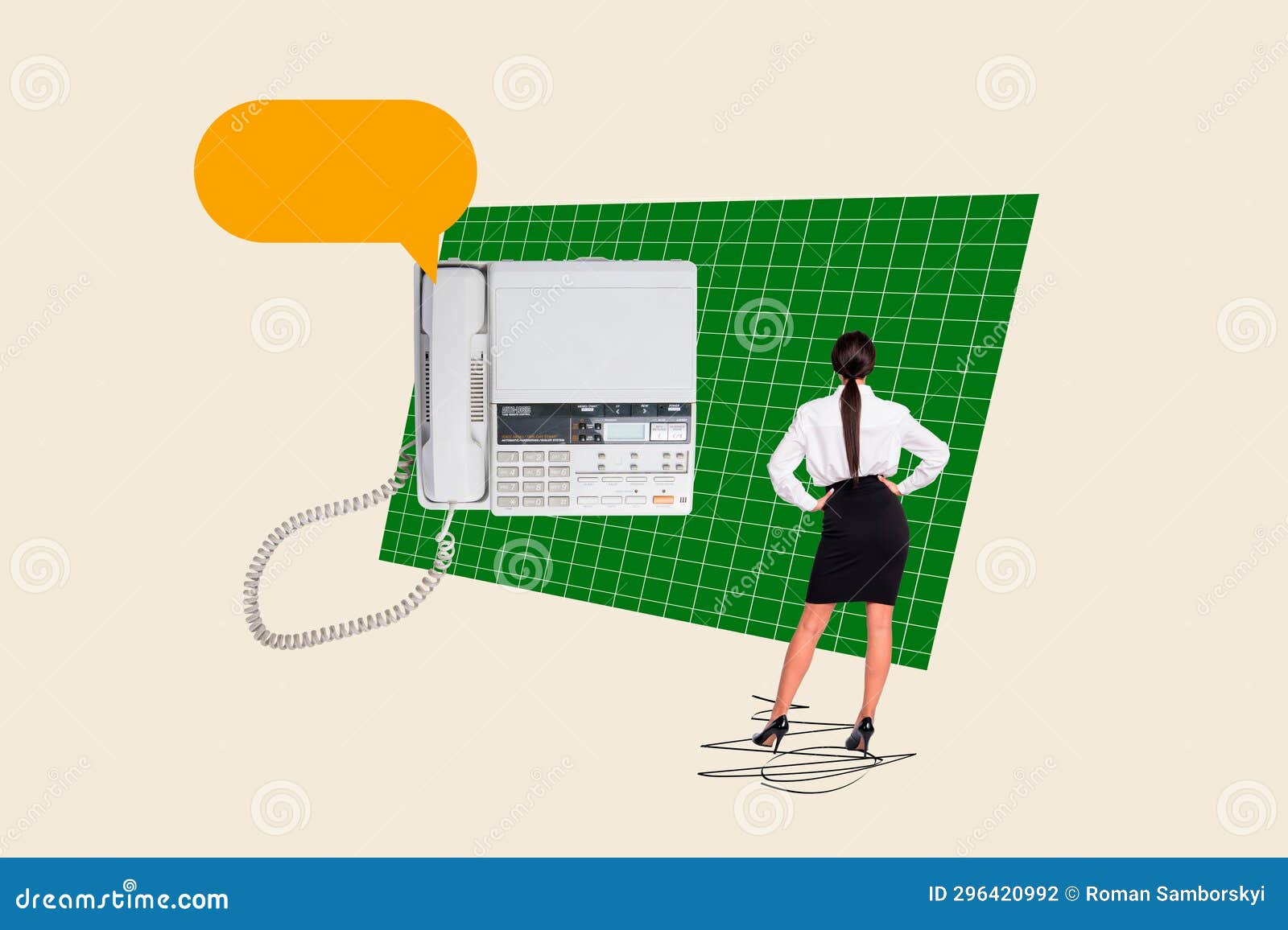 Banner Collage 3d Sketch of Unknown Girl Support Center Operator ...