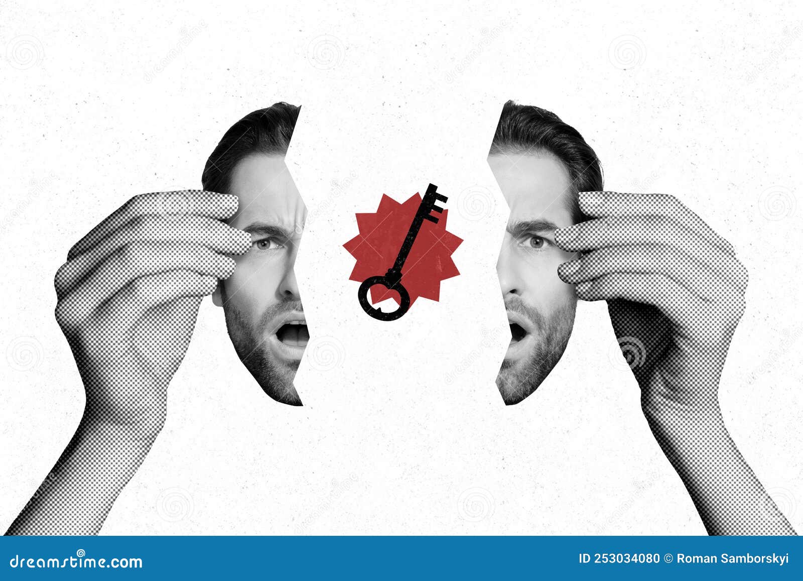 Banner Collage Of Guy Blow Head Isolated On Drawing White Color ... Banner Collage Of Guy Blow Head Isolated On Drawing White Color ...