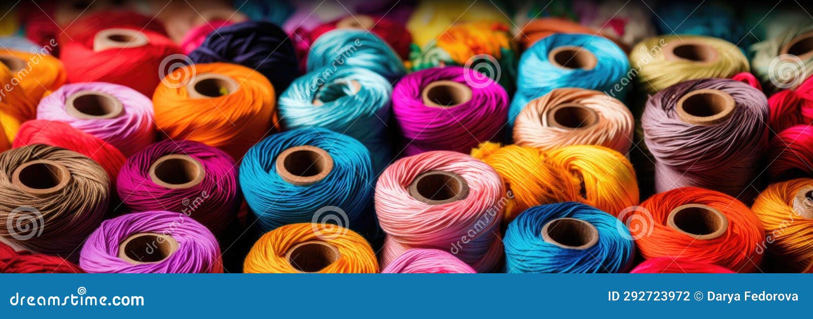 Banner of Colorful Cotton Craft Threads. Generative AI Stock Photo ...