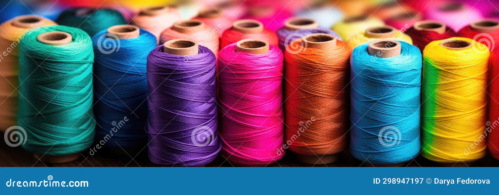 Banner of Colorful Cotton Craft Threads. Generative AI Stock Image ...