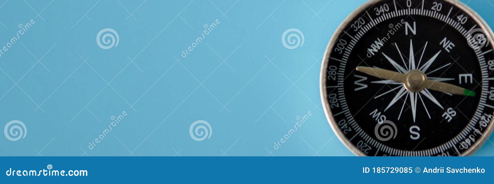 Banner of Compass on Blue Background with Copy Space Using As Direction ...