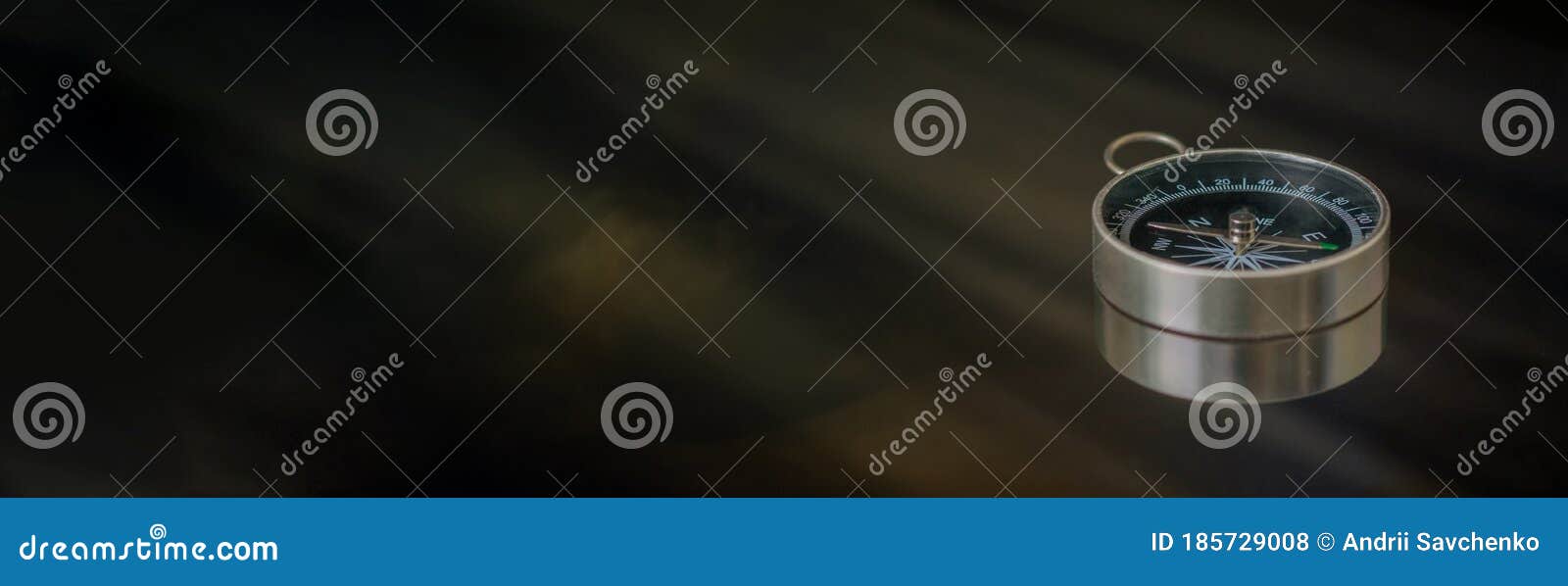 Banner of Compass on Dark Black Background with Copy Space Using As ...