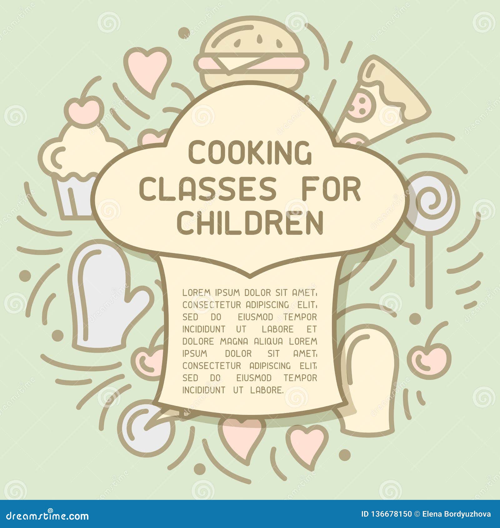 Banner Concept of Cooking Classes for Children with Doodle Style ...