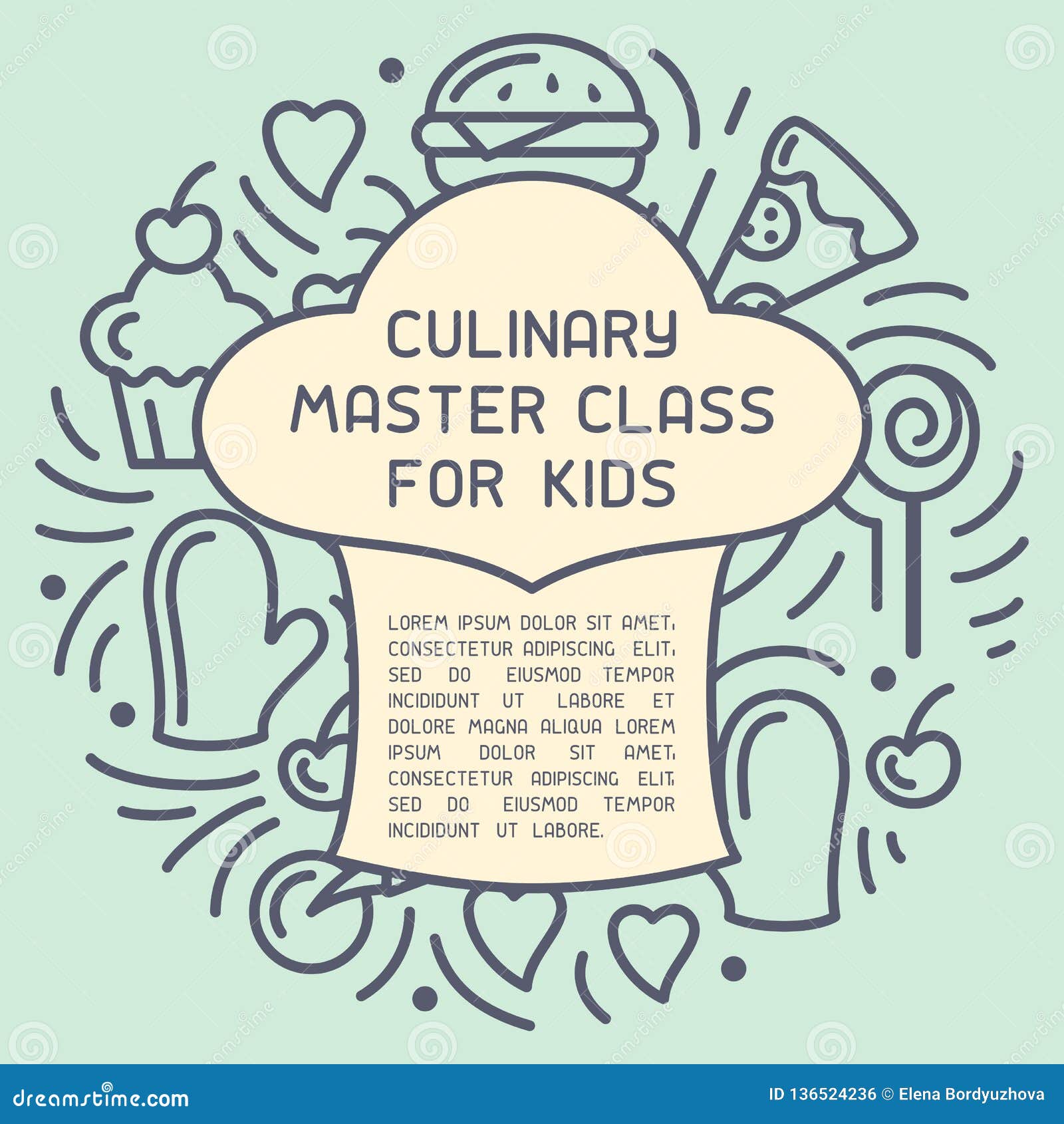 Banner Concept of Culinary Master Class for Kids with Doodle Style ...