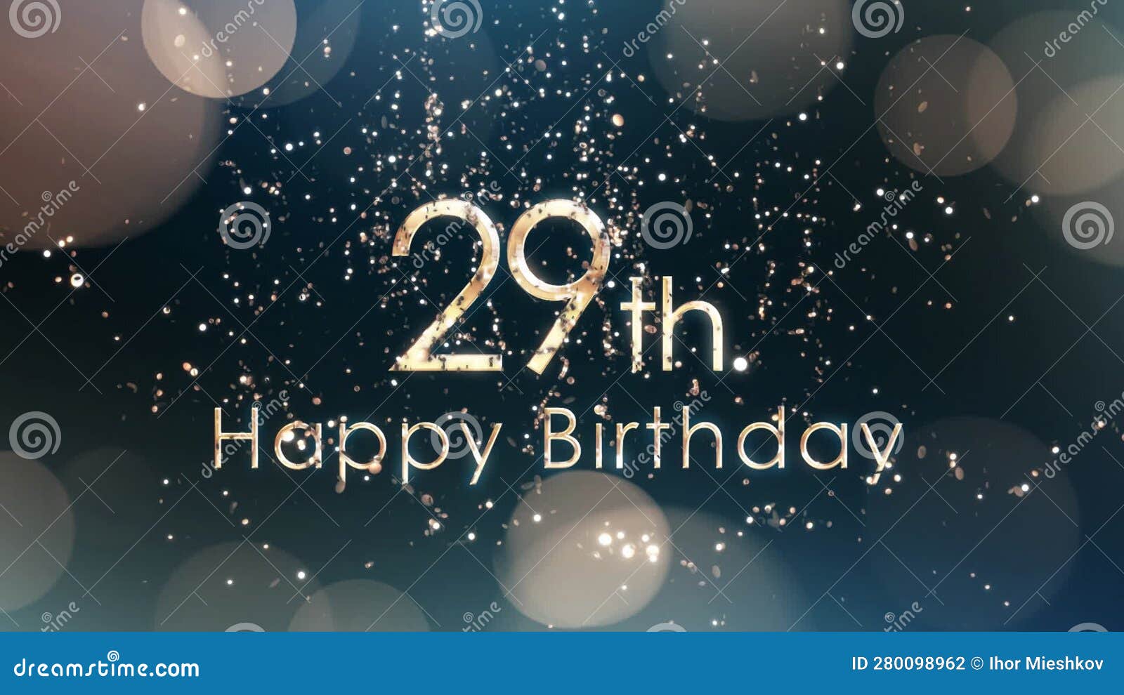 Banner with Congratulations, Happy 29th Birthday, Golden Particles ...