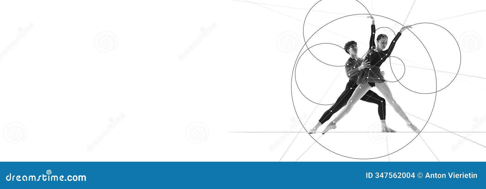 Banner. Cotemporary Art Collage. Two Ballet Dancers Create Synchronized ...