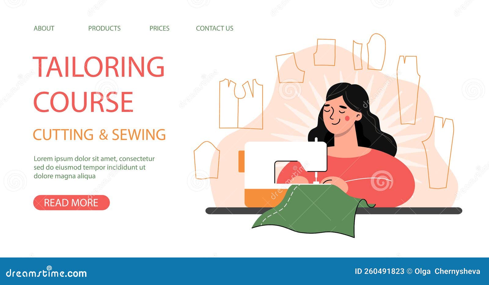 Seamstress Using Her Sewing Machine Vector Black And White Coloring