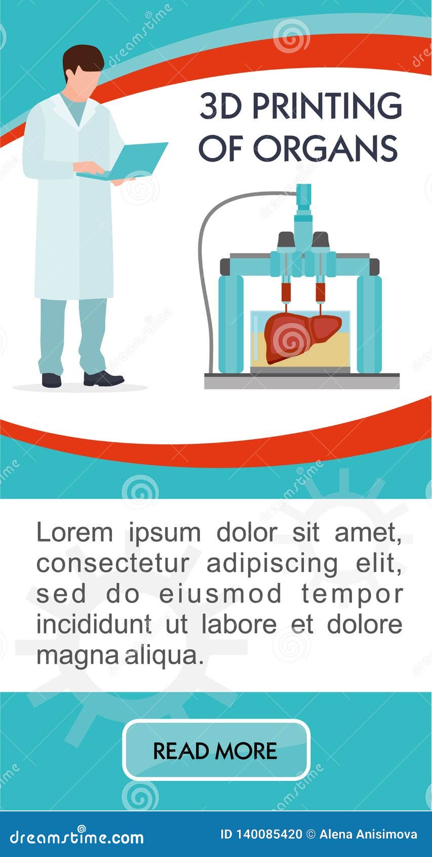 Banner of 3D Printing. Vector Illustration of 3D Printing Process Stock ...