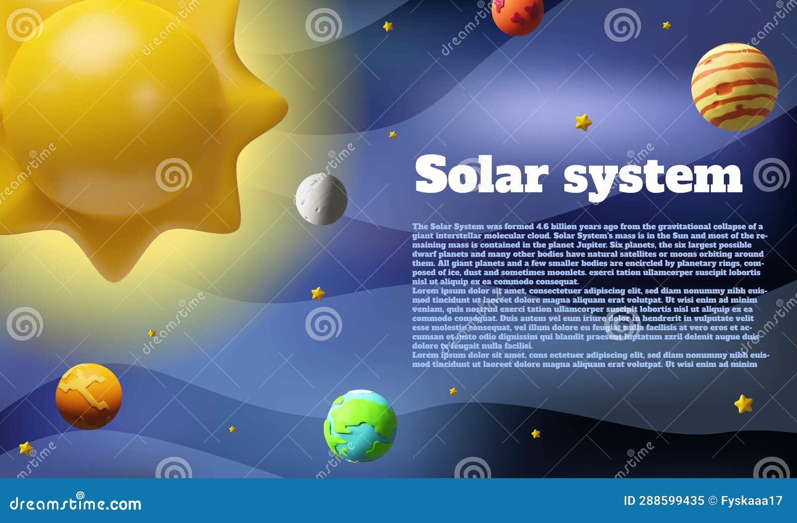 3d Render Solar System Planets Set Cartoon Vector