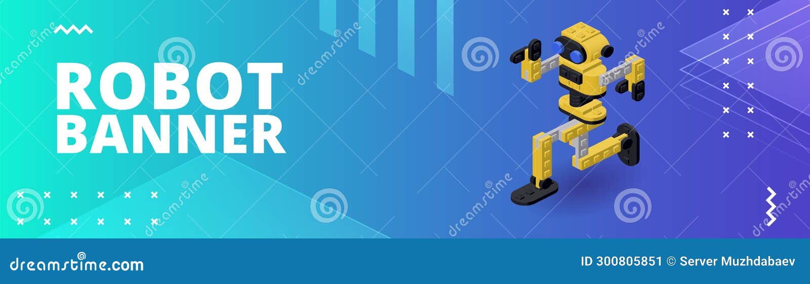 Banner with a Dancing Robot for Printing and Design. Vector ...