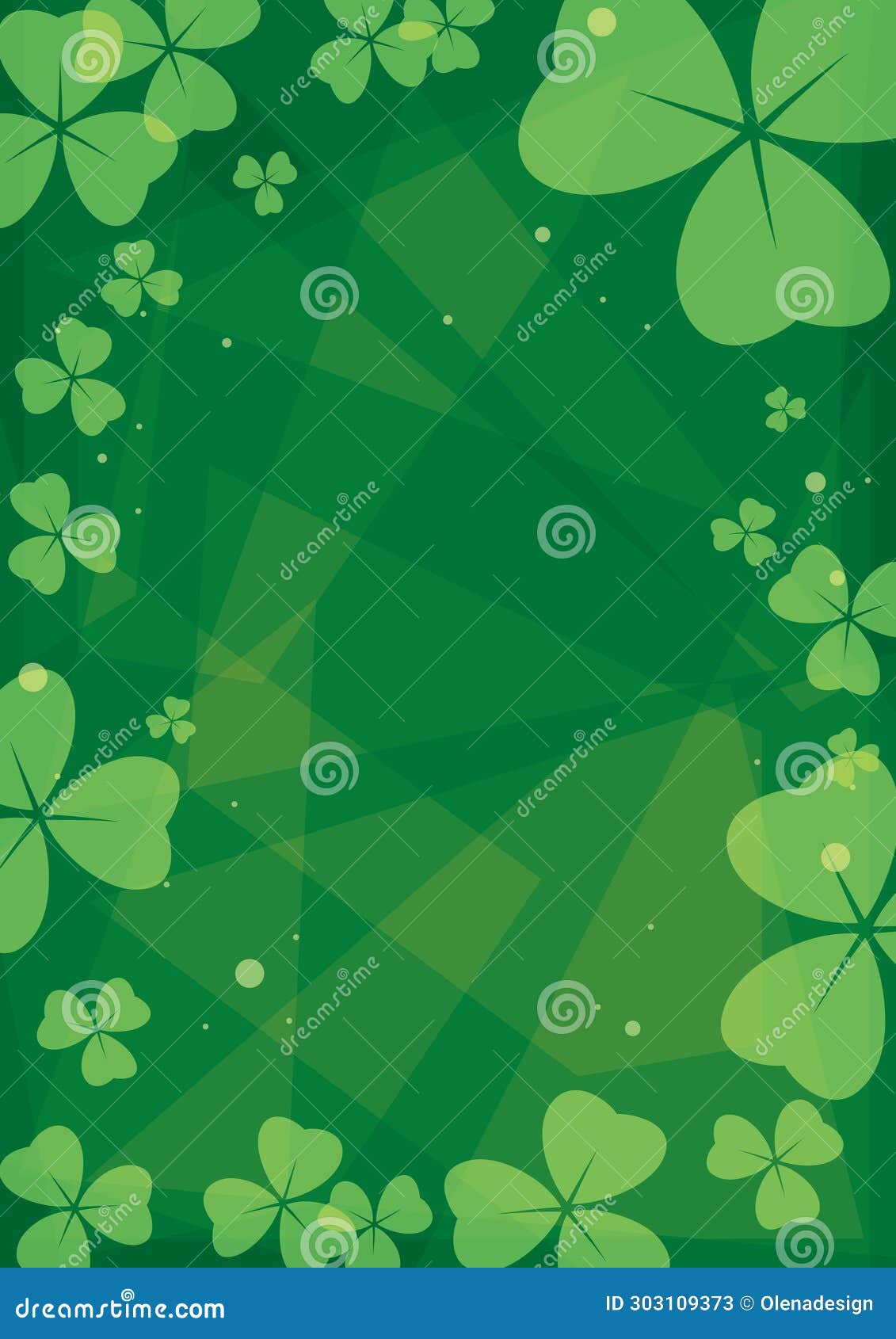 A4 Banner. Dark Green Background with Clover Leaves. Vector Trefoils ...