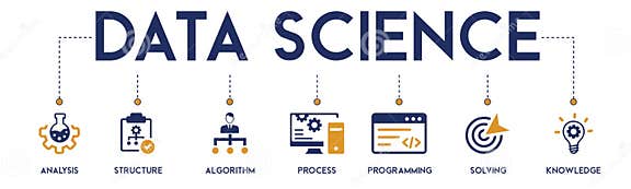 Banner Data Science Concept with English Keywords and Icon of Analysis ...