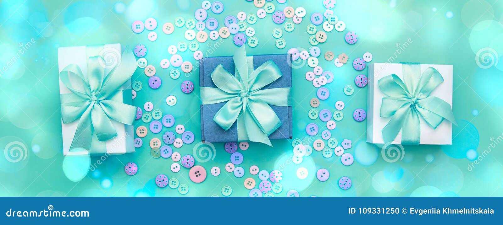 Banner Decorative Gift Box with a Colored Background. Stock Photo ...