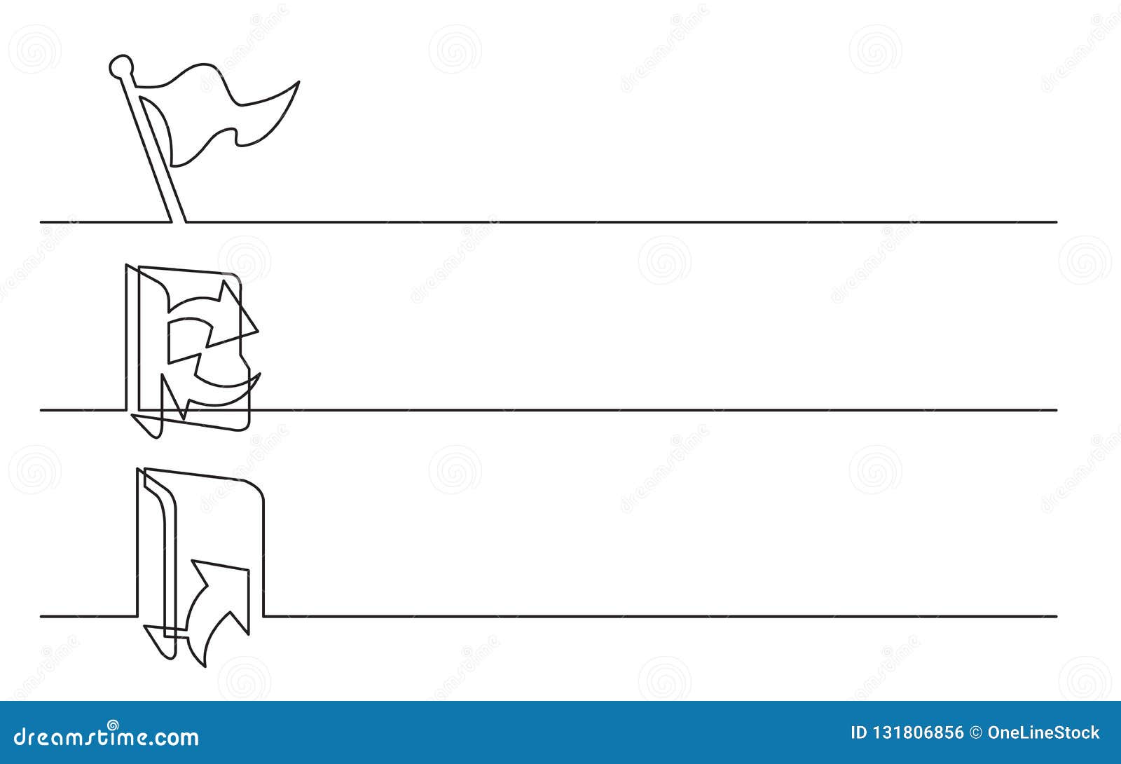 Banner Design - Continuous Line Drawing of Business Icons: Flag, Folder ...
