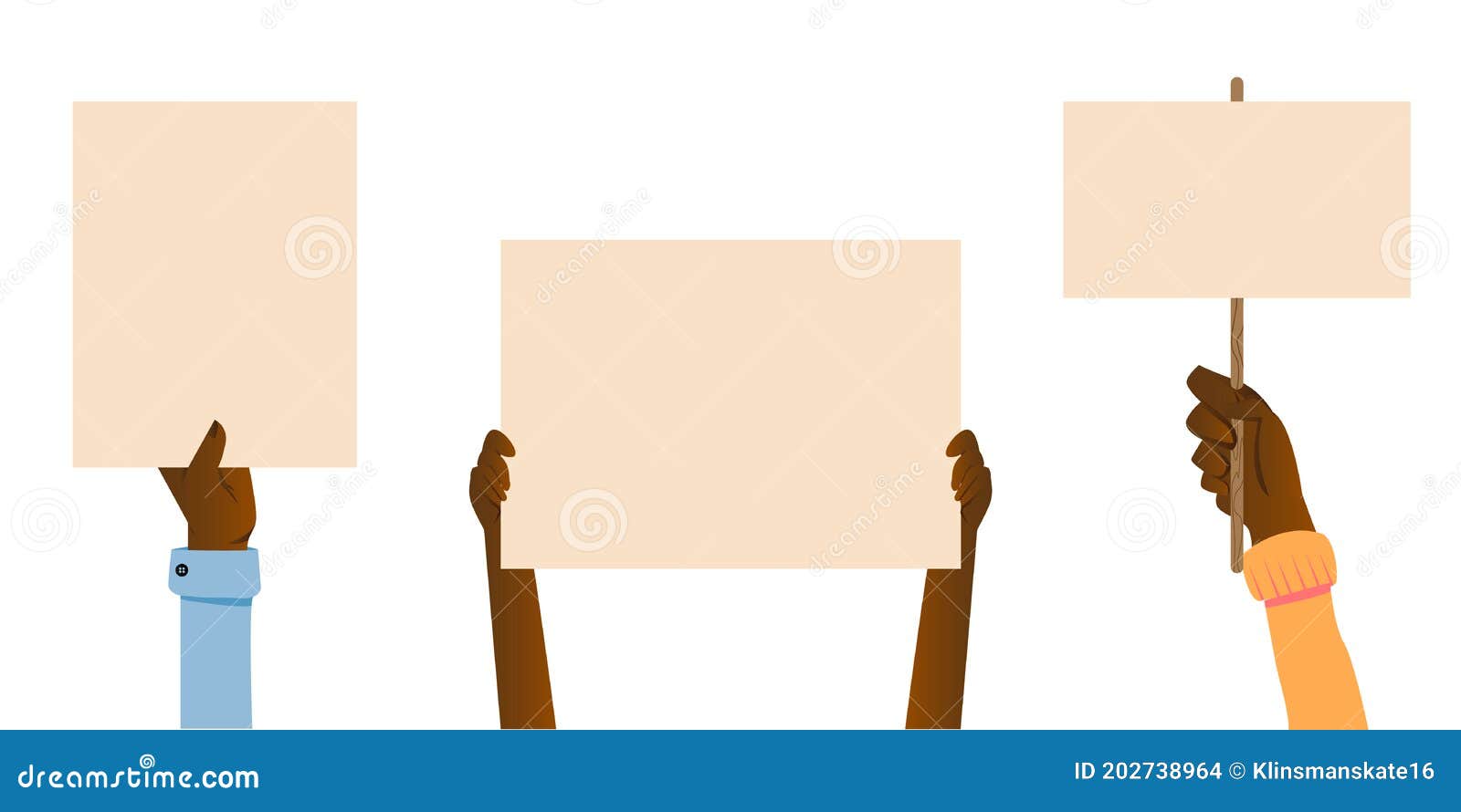 Banner Design Hands Holding Placard Design Isolated Stock Illustration ...
