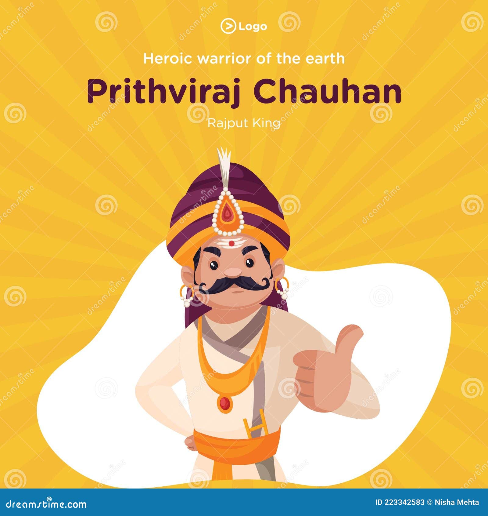 Banner Design of Prithviraj Chauhan Rajput King Stock Vector ...