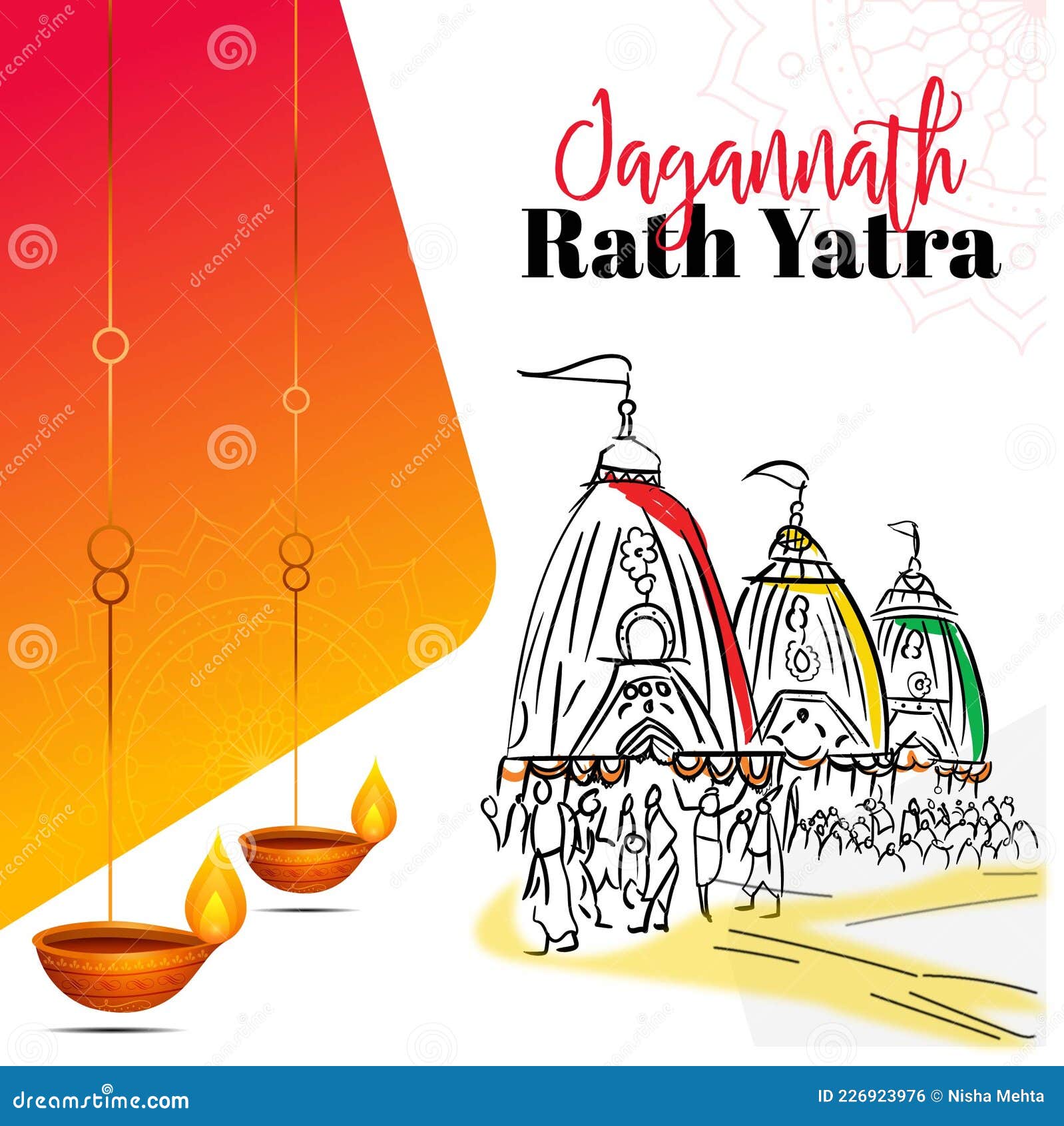 Banner Design of Rath Yatra Festival Stock Vector - Illustration of ...