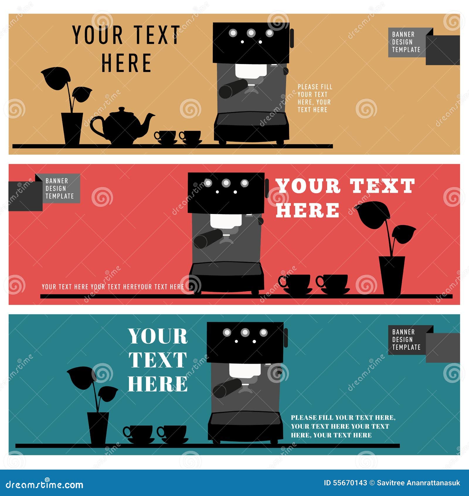 Banner Design Template Coffee Shop Cafe Icon Element Stock Vector ...