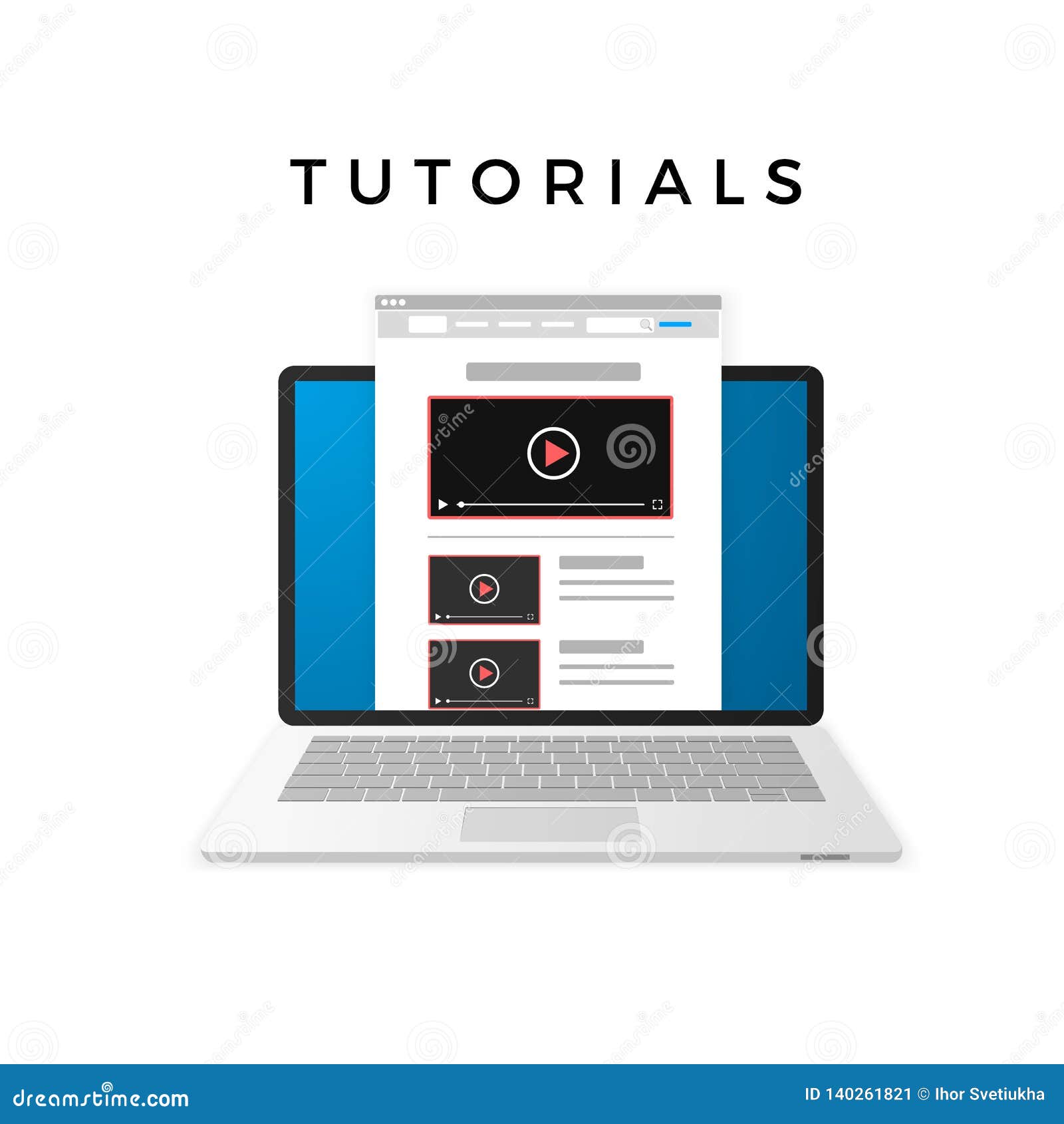 Banner Design of Video Tutorials Concept. Vector Illustration Isolated ...