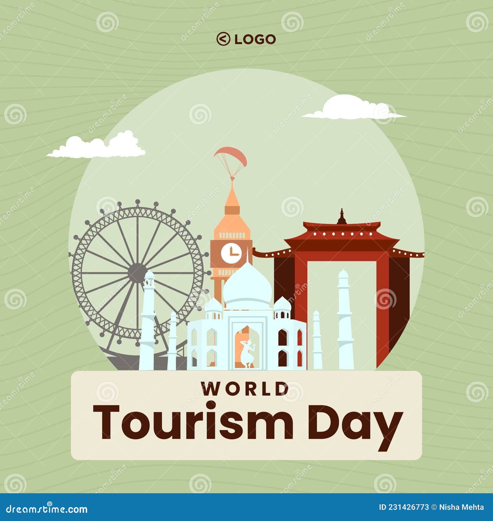 Banner Design of World Tourism Day Stock Vector - Illustration of ...