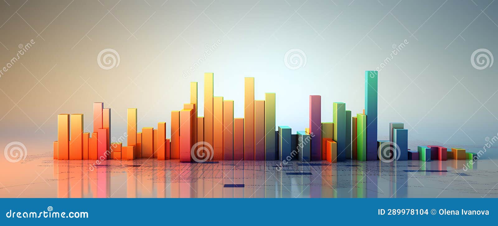 Banner with Different Colorful Bar Charts. Financial Development ...